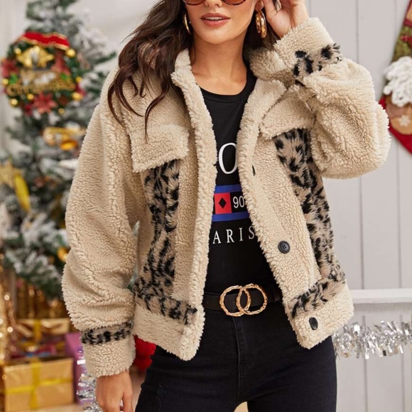 Jackets & Coats | Julie Leopard Print Sherpa Jacket | Poshmark